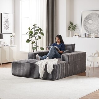 Corduroy Sponge Single Sofa Lounge Chair Fluffy Modern Sleeper Chair ...