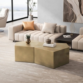 Irregular Pentagon Geometric Nesting Coffee Table Set - Bed Bath ...