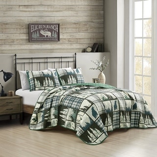 MarCielo 3 Pcs Cabin Lodge Rustic Country Quilt Bedspread Set - Bed ...