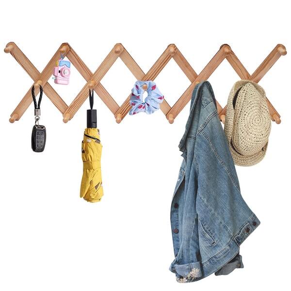 Wooden Expandable Coat Rack Wall Mounted Closet Hook - Bed Bath ...