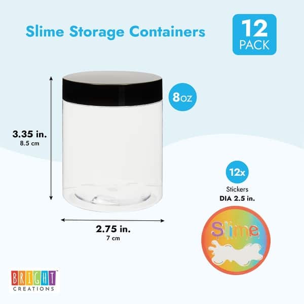 Empty Slime Storage Containers with Lids, Clear Plastic Jars and Labels ...