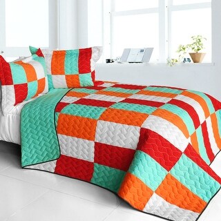3PC Vermicelli - Quilted Patchwork Quilt Set (Full/Queen Size) - Bed ...