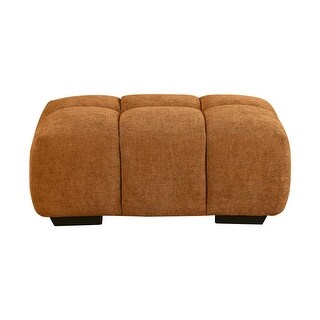 Rectangular Upholstered Tufted Ottoman with Block Legs in Orange - Bed ...