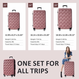 Lightweight Suitcase Travel Luggage Storage Trunks, Rose Gold - Bed ...