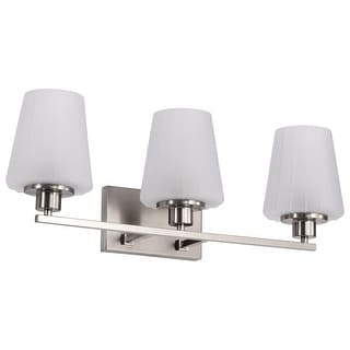 Lune 3 Light Vanity Brushed Nickel Finish Etched White Glass - Brushed ...