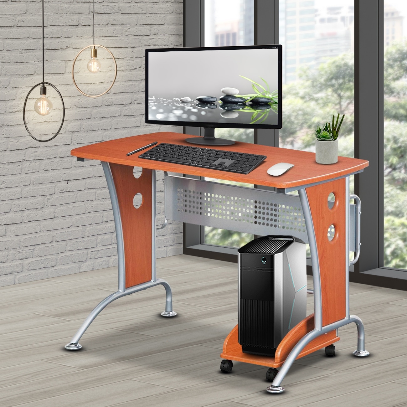 Techni Mobili Rolling Writing Desk Workstation Desks, with Height ...