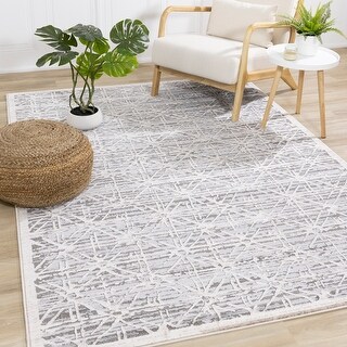 Chase Collection - Grey/Beige Intricate Lines Area Rug - Bed Bath ...