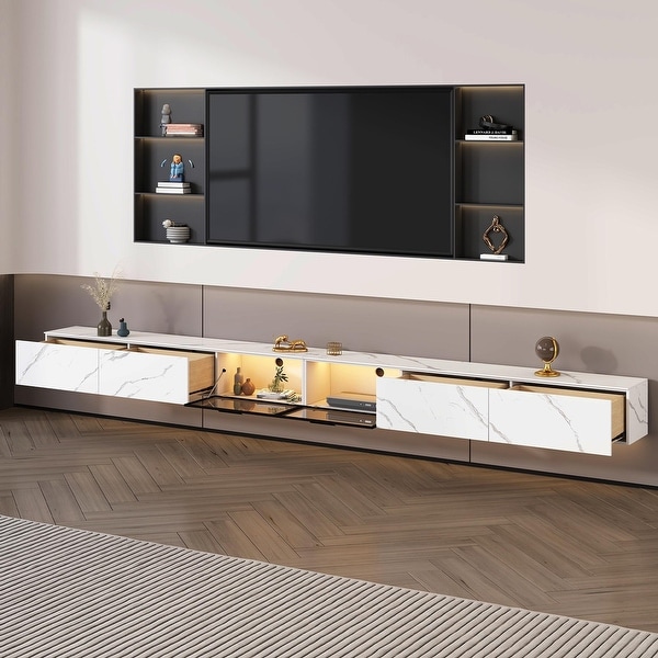 Middlebrook Scandi 70-inch Faux Rattan-Door Floating TV Stand - On Sale ...