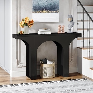 47 Inches Console Table, Unique Black Entryway Table for Living Room ...