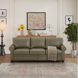 Classic Faux Leather 3 Seater Nails Sofa Couch with Storage Living Room Furniture - Bed Bath ...