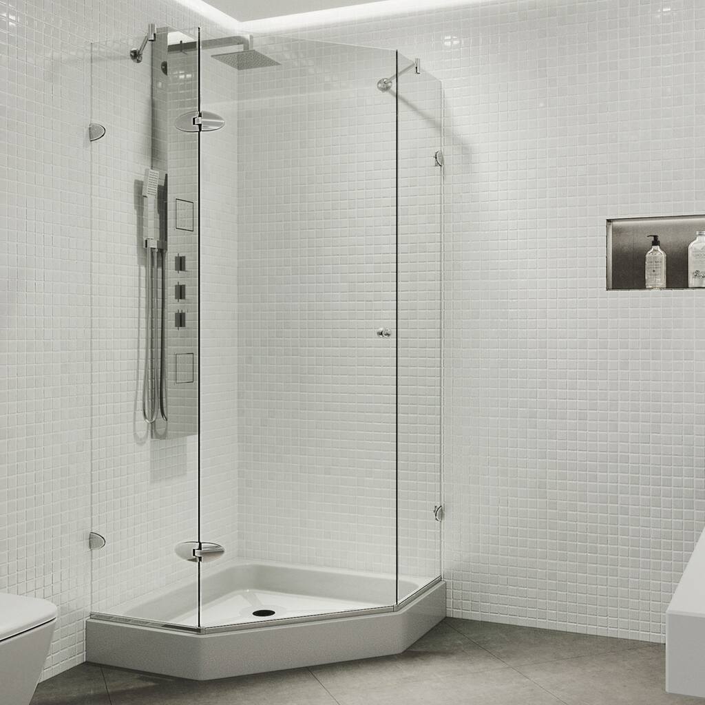 VIGO Waterproof Frameless Neo-Angle 3/8-Inch Clear Shower Enclosure ...
