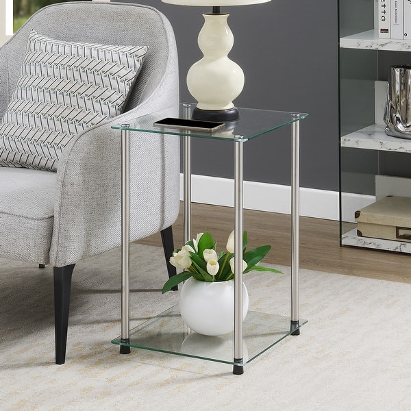 Convenience Concepts Designs2Go Classic Glass 2 Tier Square End Table ...