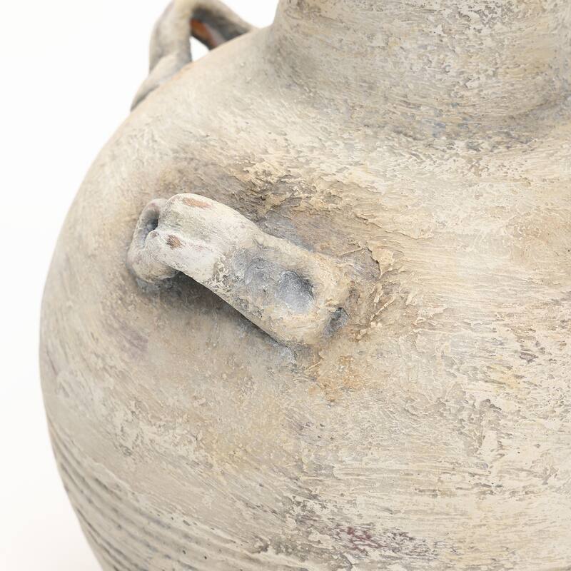 Rustic Off-White with Gray Terracotta Urn Vase, Vintage Pottery ...
