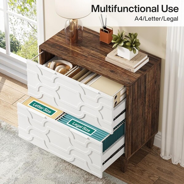 File Cabinet with 2 Drawer, Modern Filing Cabinet Printer Stand with ...