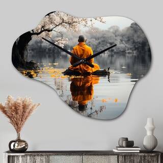 Designart - Thai Monk Silent Reflection - Thailand Wall Clock in Cloud ...