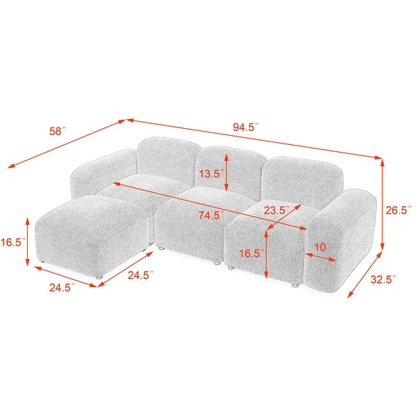 L-Shape DIY Combination 4-Seat Modular Sectional Sofa - Bed Bath ...