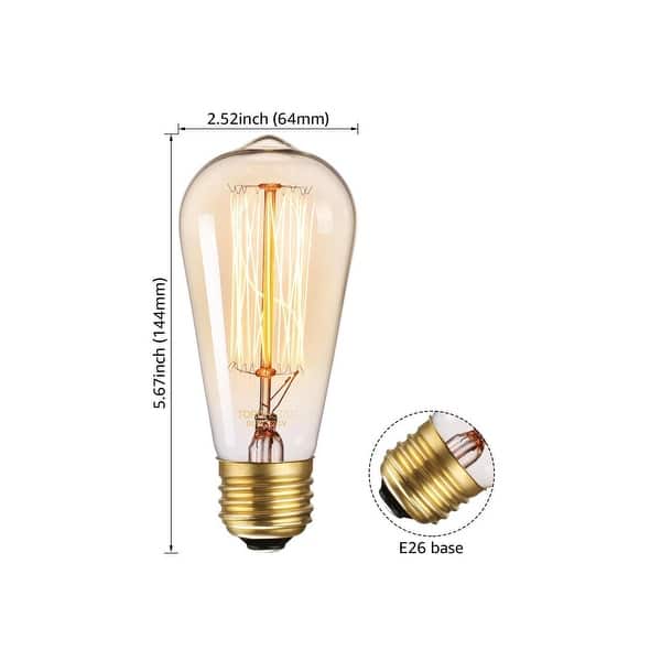 6-Pack Vintage Edison Light Bulbs 60W, ST64 Incandescent Bulb, 2200K ...