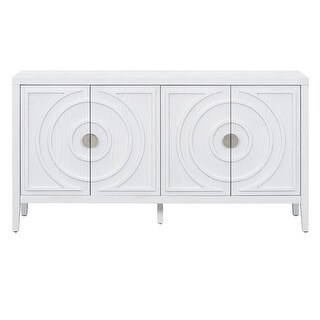 Retro Buffet Sideboard Storage Cabinet with Circular Groove Design ...