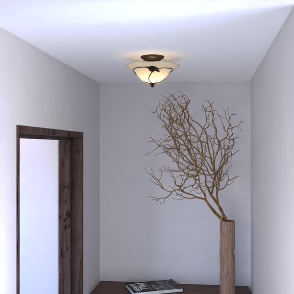 Vine 2L LED Black Rustic Semi Flush Ceiling Light or Fan Light Kit - 12 ...