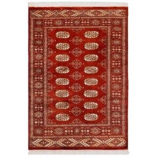 Tribal Bokhara Jordin Rust Gray Hand Knotted Rug - 3'2'' x 5'1'' - Bed ...