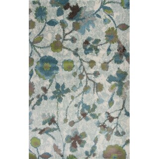 HomeRoots 3' x 5' Teal Watercolor Flowers Area Rug - 3' x 5' Oval - Bed ...