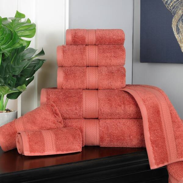 Superior Egyptian Cotton Pile 8 Piece Ultra Plush Solid Towel Set - Bed ...