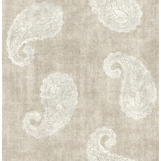 Kashmir Beige Paisley Wallpaper - 20.5in x 396in x 0.025in - Bed Bath ...
