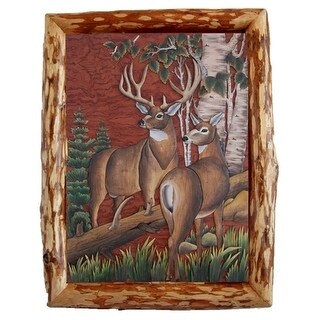 Deer In Woods Hand Crafted Intarsia Wood Art Wall Hanging 28 X 30 X 4 ...