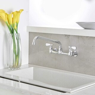 Double-Handle Wall Mounted Swivel Bridge Faucet for Kitchen - Bed Bath ...