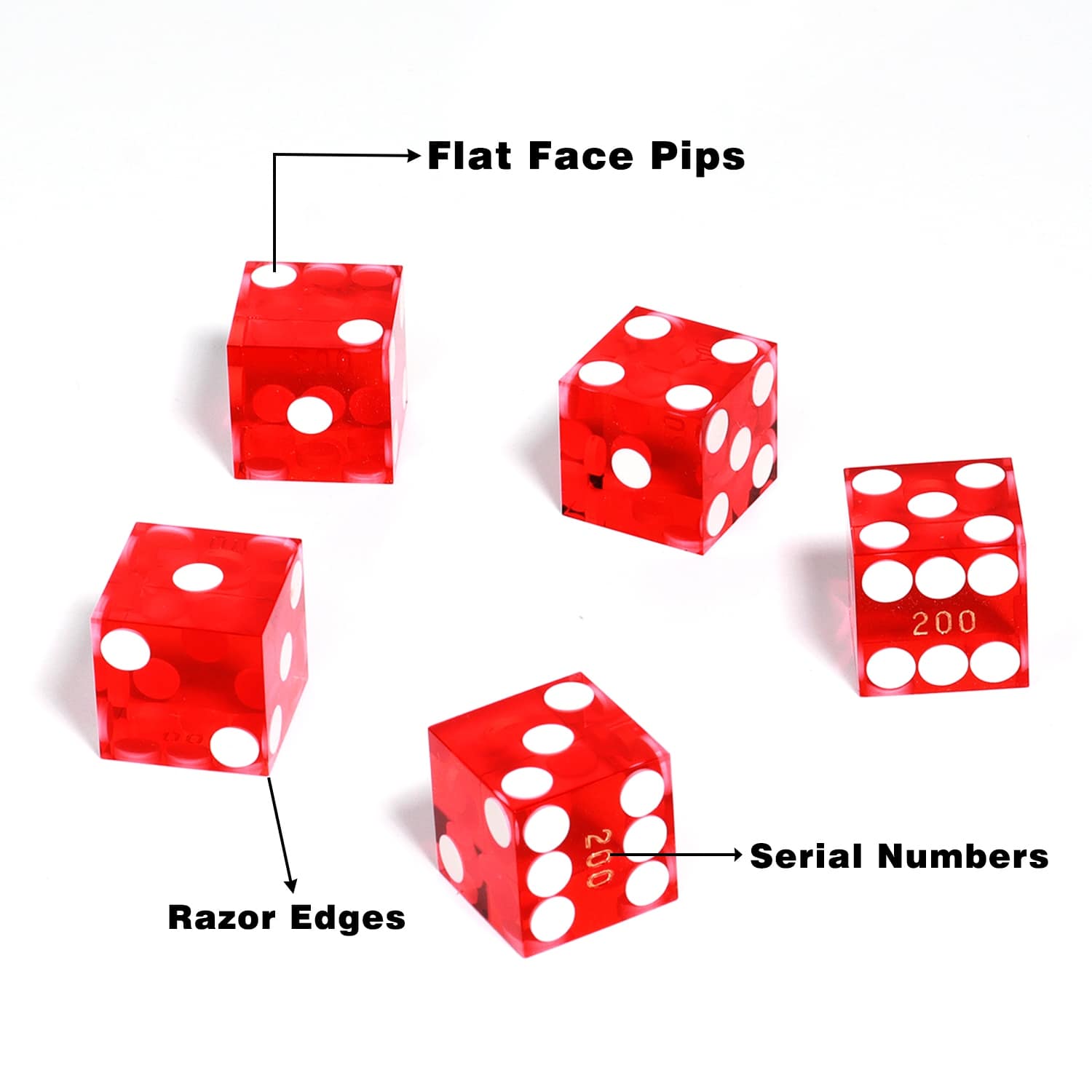 GSE™ 25-Pack AAA Grade 19mm Casino Craps Dice with Matching Serialized ...