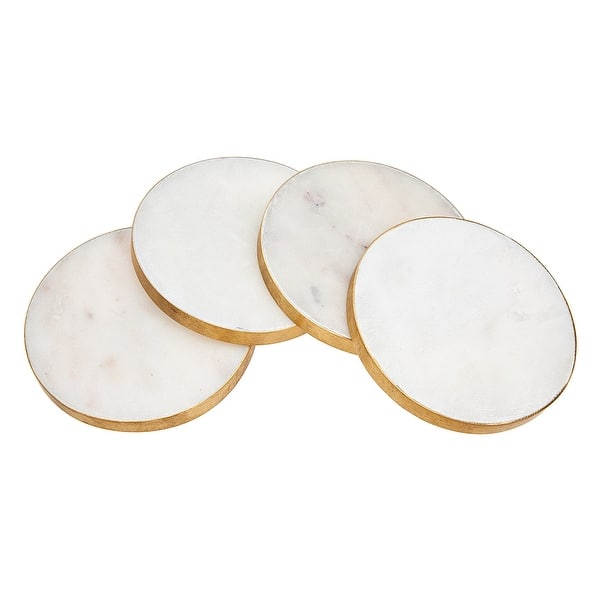 Marble Gold Rim Coaster Set - Bed Bath & Beyond - 38412782