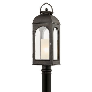 Derby 1-light Aged Pewter Post with Clear Seeded Glass - Bed Bath ...