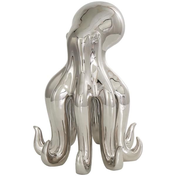 Silver Ceramic Tall Standing Octopus Sculpture - On Sale - Bed Bath ...