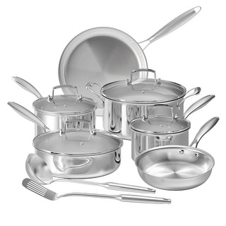 12-Piece Tri-Ply Stainless Steel Cookware Set with Premium Magnetic ...