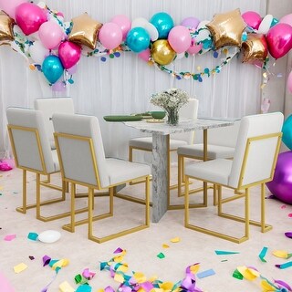 Elegant 7-Piece Modern Dining Table Set, Artificial Marble Sticker ...