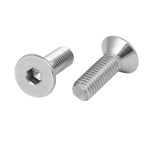 M8x25mm 316 Stainless Steel Fully Thread Flat Head Hex Socket Cap Screw 5pcs - Silver Tone - Bed ...