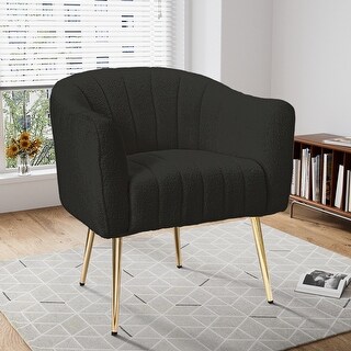 Grondin Mid-Century Modern Style Upholstered Accent Barrel Chair with ...