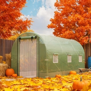 GDFStudio Outdoor Veyra Walk-In Greenhouse with PE Cover and Reinforced ...