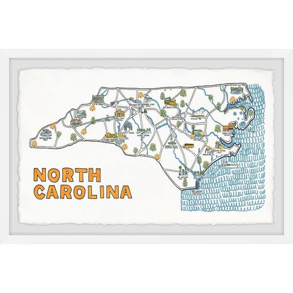 'North Carolina Tourist Map' Framed Painting Print - Bed Bath & Beyond ...