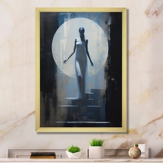 Designart "Full Moon Woman Descending Stairs Vintage" Animals Lion ...