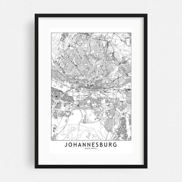 Johannesburg Gauteng South Africa Maps Black White Art Print/Poster ...