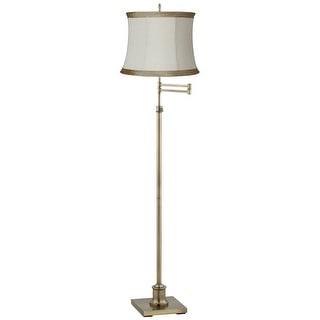 Swing Arm Floor Lamp Adjustable Antique Brass Ivory for Living Room ...