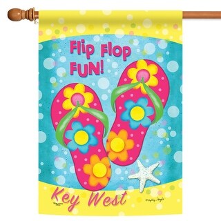 Pink and Blue Flip Flop Fun Key West Outdoor House Flag 40" x 28" - Bed ...