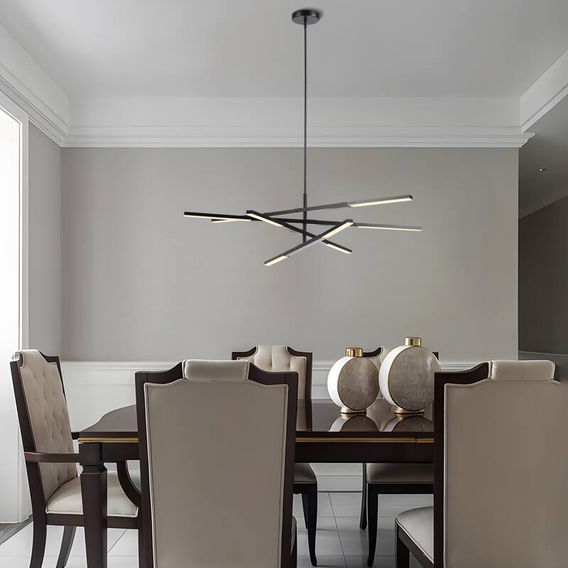 Cutlass Black LED Chandelier Aluminum Lighting Fixture Adjustable Rods ...