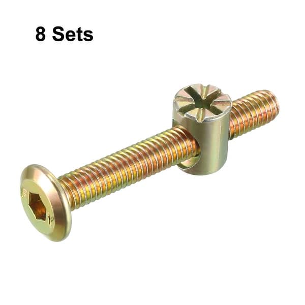 M6x45mm Furniture Bolt Nut Set Hex Socket Screw with Barrel Nuts 8Sets ...