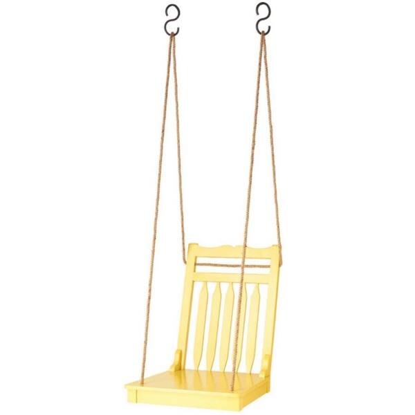 Pack of 2 Pale Lemon Yellow Mango Wood Outdoor Garden Patio Hanging ...