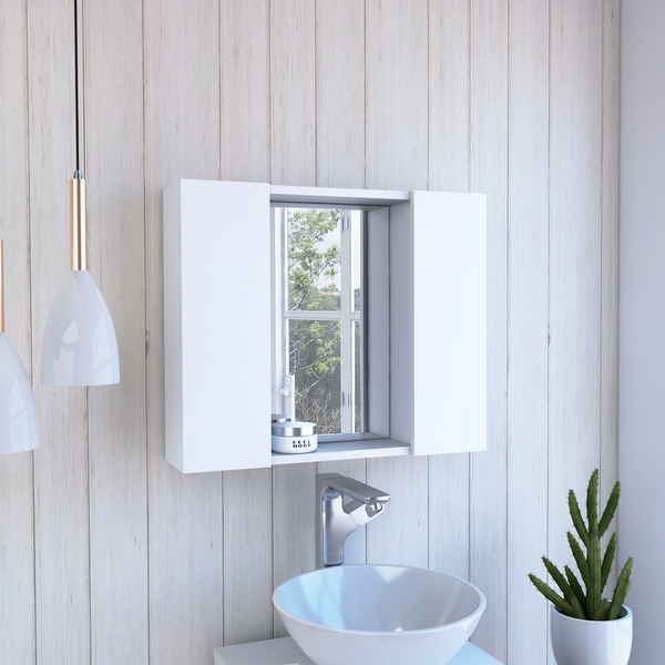23.6 Bathroom Medicine Cabinet with Mirror Slim Double Door Bathroom Vanity Cabinet Wall Mounted Bed Bath Beyond 39030696