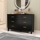 Timechee 6 Drawer 47.2''W Double Dresser Solid Wood Legs Lacquer Chest ...