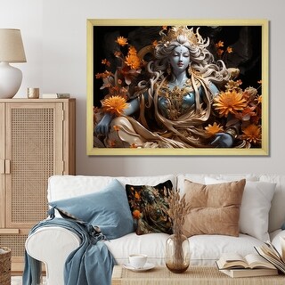 Designart "Hinduism Kubera Treasure Topaz God II" Hinduism Framed Wall ...