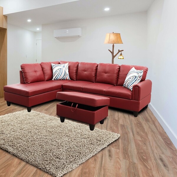 StarHomeLiving burgundy Left Facing Leather Sectional Sofa 2pieces Set On Sale Bed Bath Beyond 36143792
